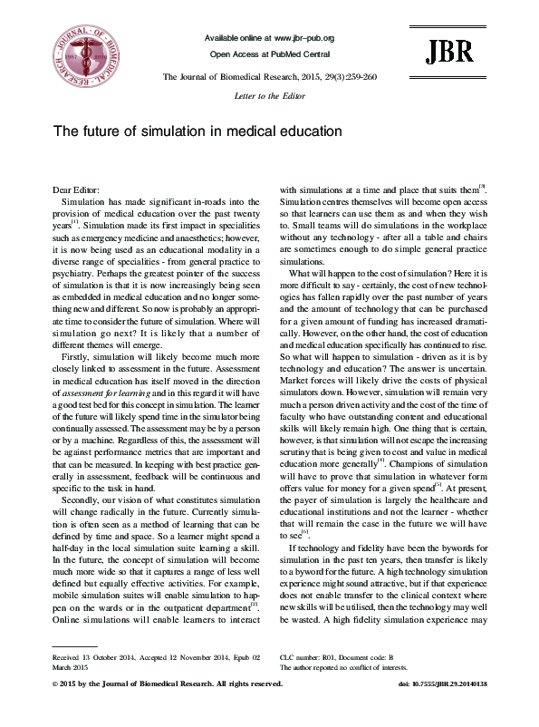(PDF) Advancements in Medical Education Simulation