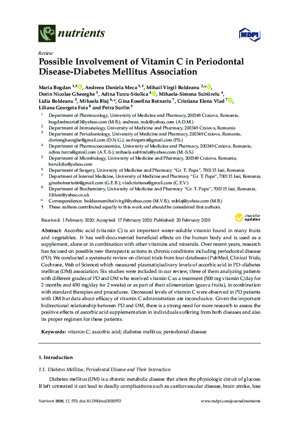 (PDF) Possible Involvement of Vitamin C in Periodontal Disease-Diabetes ...