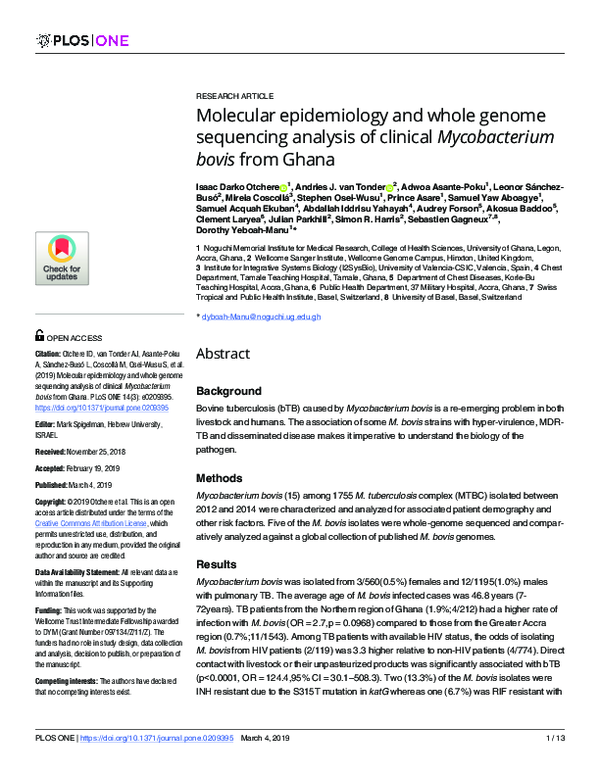 (PDF) Molecular epidemiology and whole genome sequencing analysis of clinical Mycobacterium ...