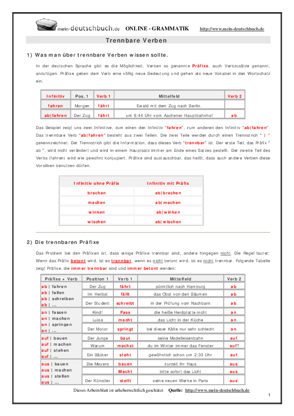 (PDF) Trennbare verben