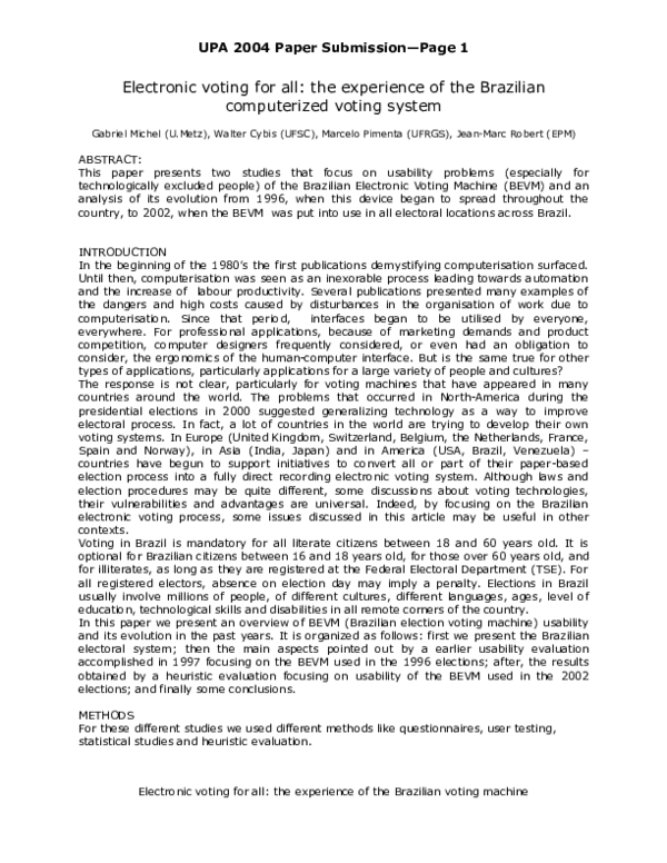 (PDF) Electronic voting for all: the experience of the Brazilian ...