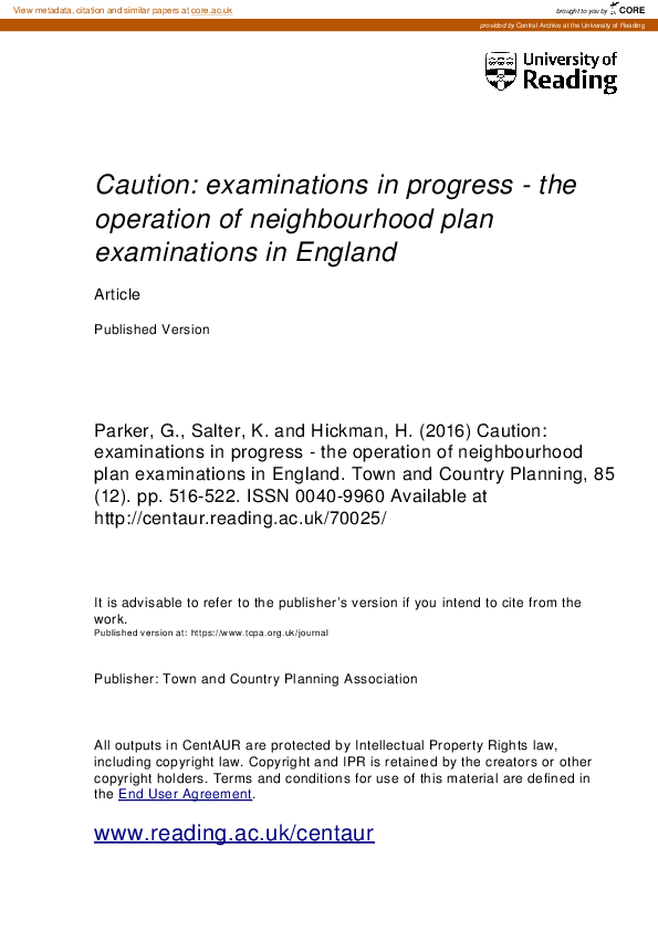 (PDF) Caution: examinations in progress - the operation of ...