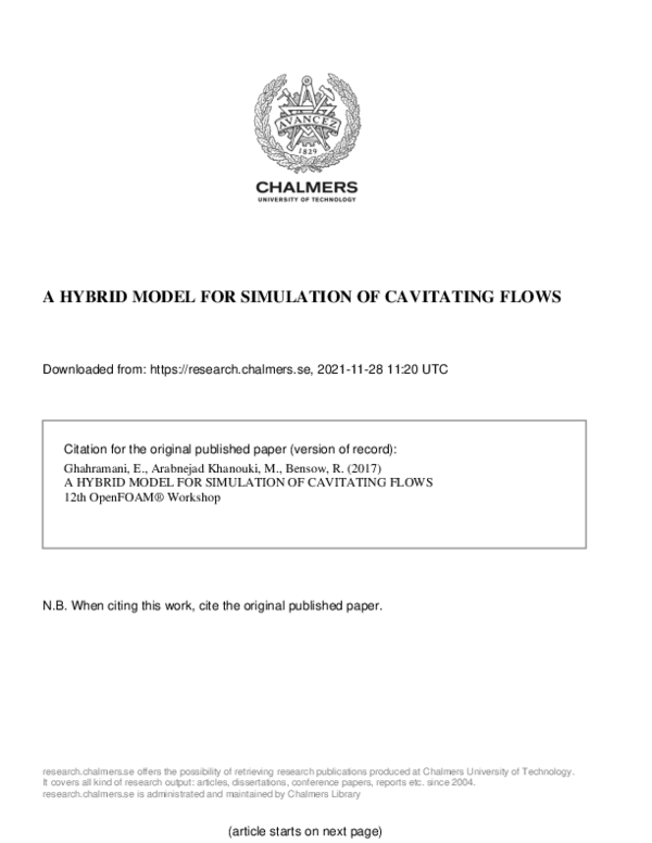 (PDF) A Hybrid Model for Simulation of Cavitating Flows