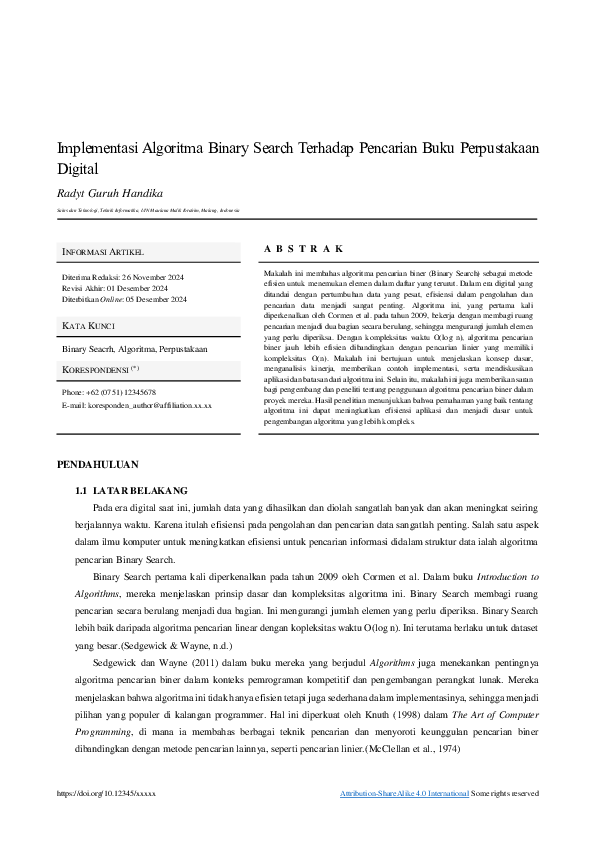 Pdf Implementasi Algoritma Binary Search Terhadap Pencarian Buku Perpustakaan Digital