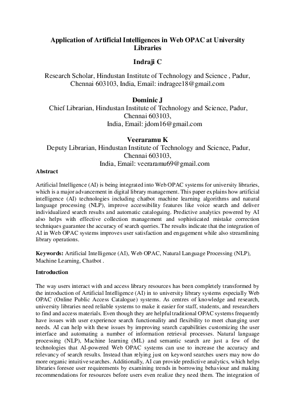 (PDF) Application of Artificial Intelligences in Web OPAC at University Libraries