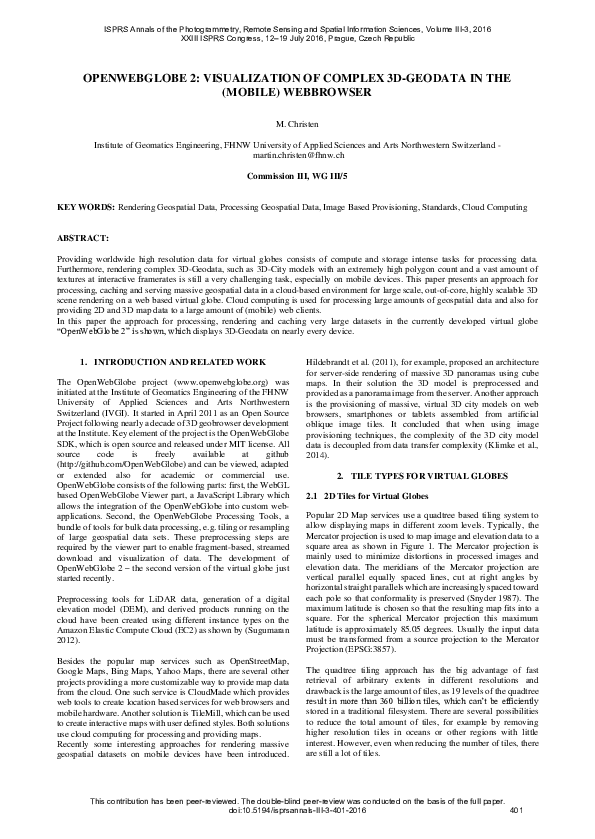 (PDF) Openwebglobe 2: Visualization of Complex 3D-GEODATA in the (Mobile) Webbrowser