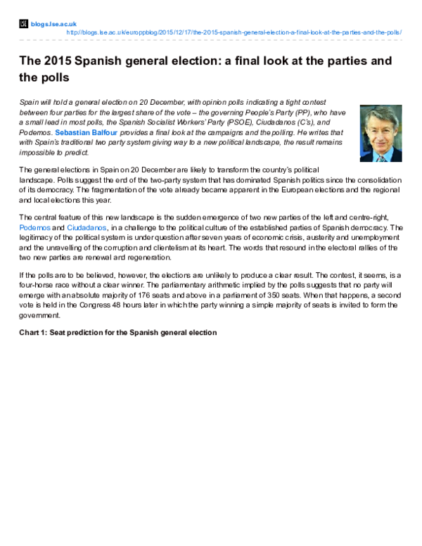 (PDF) The 2015 Spanish general election: a final look at the parties ...