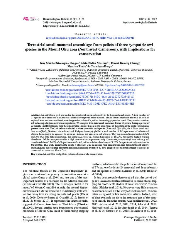 (PDF) Terrestrial small mammal assemblage from pellets of three ...