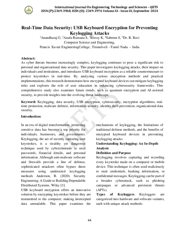 (PDF) Real-Time Data Security: USB Keyboard Encryption for Preventing ...