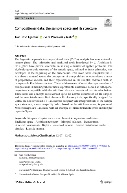 (PDF) Compositional data: the sample space and its structure