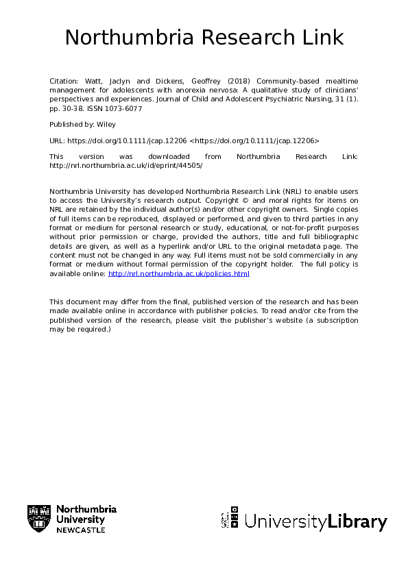 (PDF) Community-based mealtime management for adolescents with anorexia ...