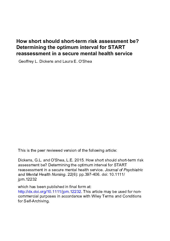 (PDF) How short should short-term risk assessment be? Determining the ...