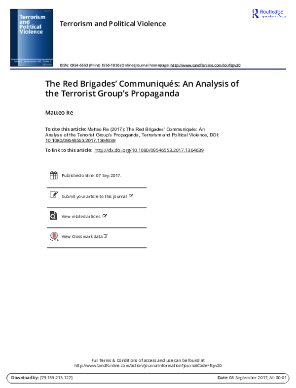 (PDF) The Red Brigades’ Communiqués: An Analysis of the Terrorist Group ...
