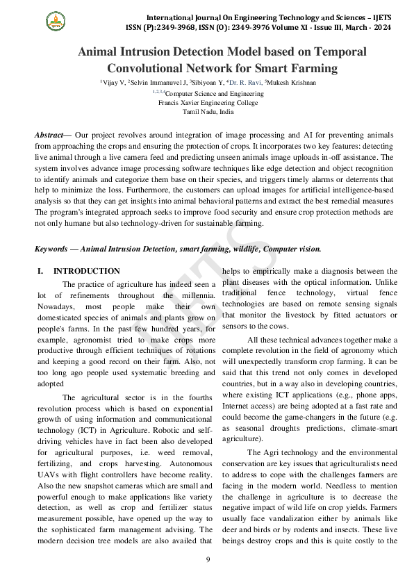 (PDF) Animal Intrusion Detection Model based on Temporal Convolutional Network for Smart Farming