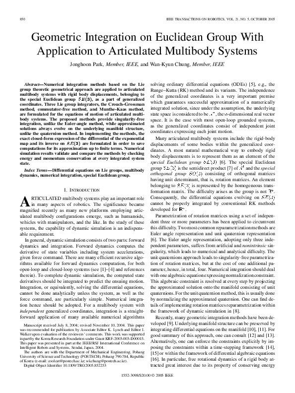 (PDF) Geometric integration on Euclidean group with application to ...