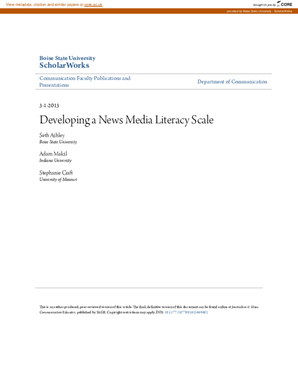 (PDF) Developing a News Media Literacy Scale