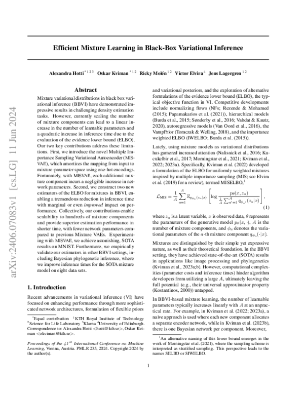 (PDF) Efficient Mixture Learning in Black-Box Variational Inference | Alexandra Hotti - Academia.edu