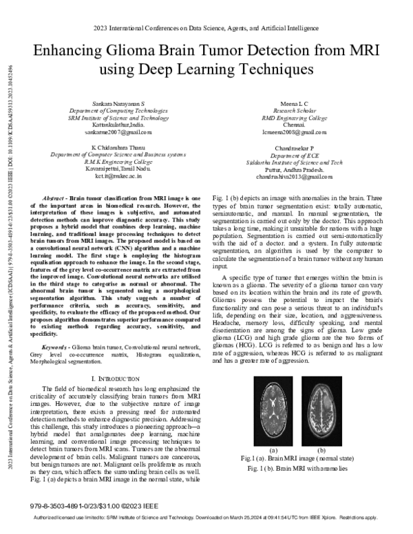 (PDF) Enhancing Glioma Brain Tumor Detection from MRI using Deep Learning Techniques
