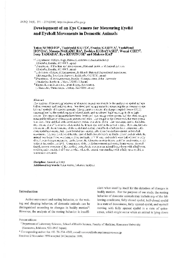 (PDF) Development of an eye camera for measuring eyelid and eyeball ...