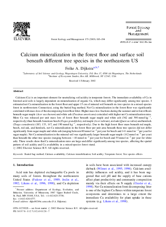 (PDF) Calcium mineralization in the forest floor and surface soil ...