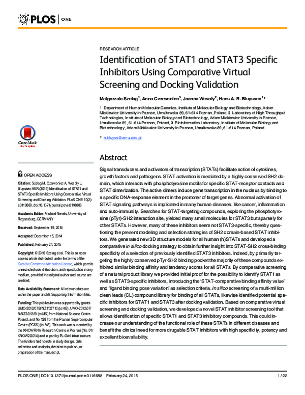 (PDF) Identification of STAT1 and STAT3 Specific Inhibitors Using ...