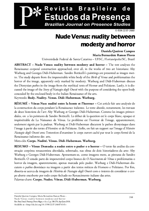 (PDF) Nude Venus: nudity between modesty and horror