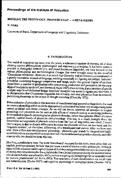 (PDF) Bridging the Phonology - Phonetics Gap - a Metatheory