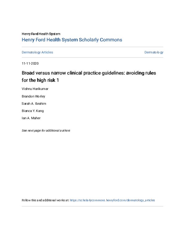 (PDF) Broad versus narrow clinical practice guidelines: avoiding rules ...