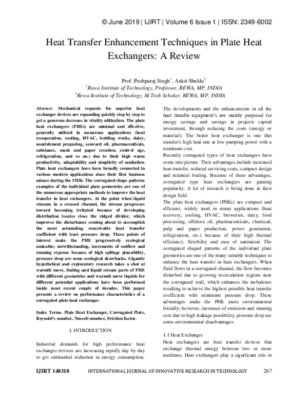 (PDF) Heat Transfer Enhancement Techniques in Plate Heat Exchangers: A ...