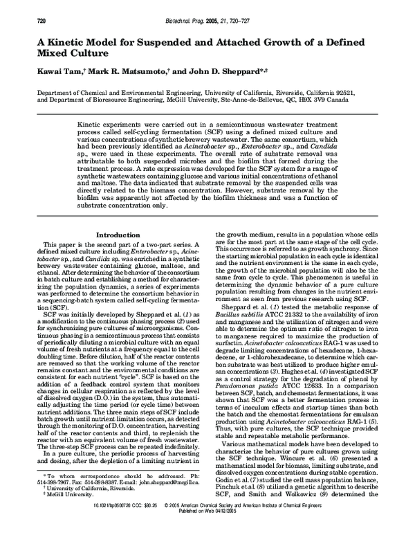 (PDF) A Kinetic Model for Suspended and Attached Growth of a Defined ...