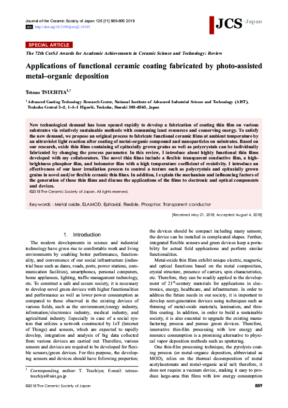 (PDF) Applications of functional ceramic coating fabricated by photo ...