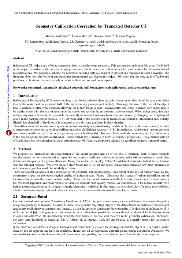 (PDF) Geometry Calibration Correction for Truncated Detector CT