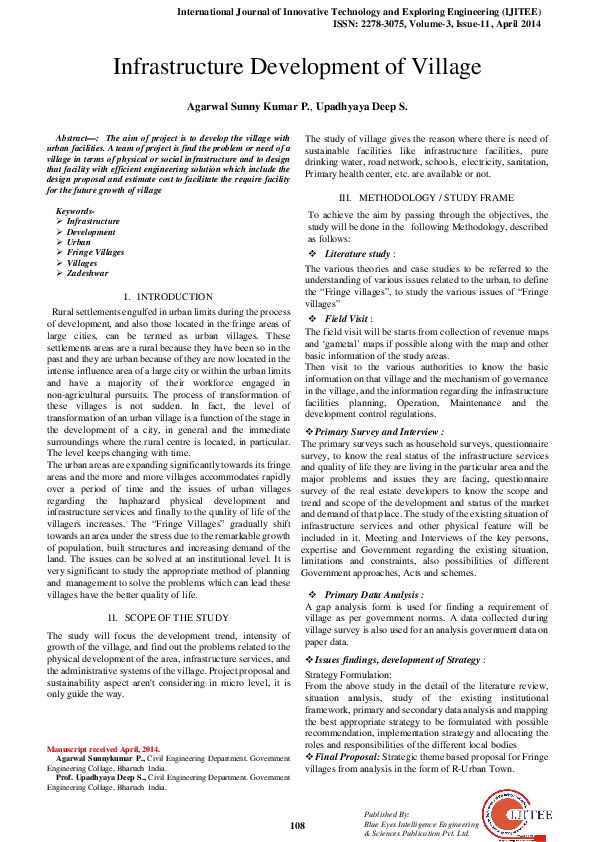 (PDF) Infrastructure Development of Village