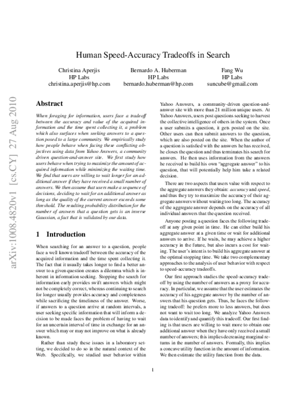 (PDF) Human Speed-Accuracy Tradeoffs in Search
