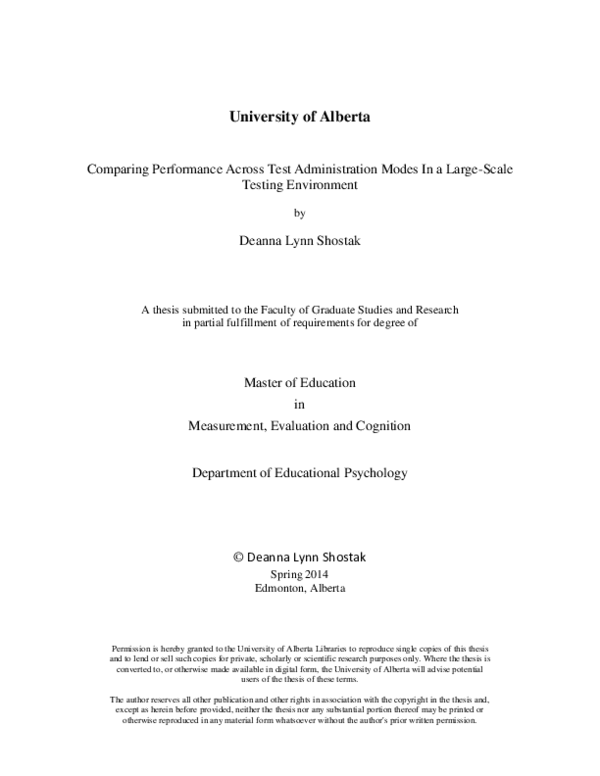(PDF) Comparing Performance Across Test Administration Modes in a Large ...