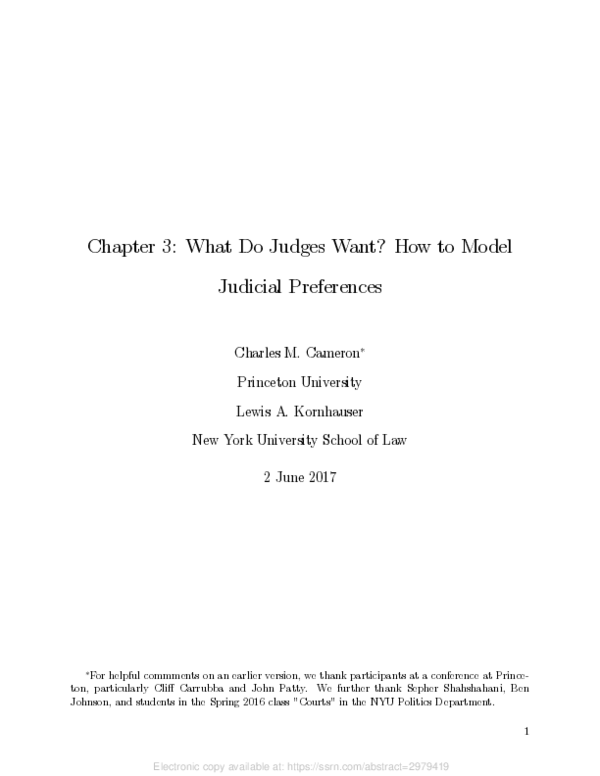 (PDF) Chapter 3: What Do Judges Want? How to Model Judicial Preferences