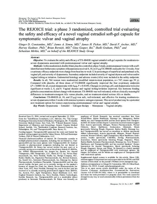 Pdf The Rejoice Trial A Phase 3 Randomized Controlled Trial