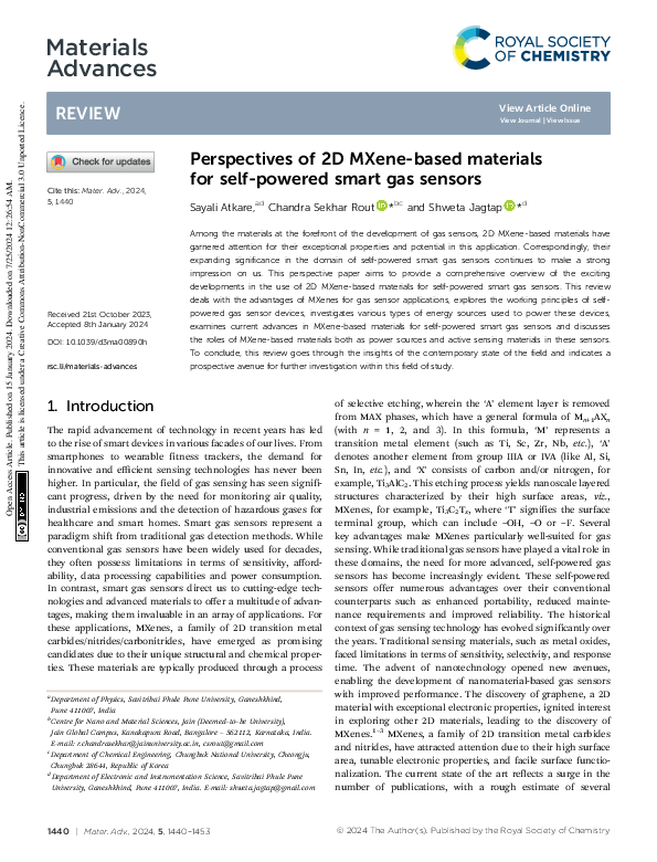(PDF) Perspectives of 2D MXenes based materials for self-powered smart gas sensors