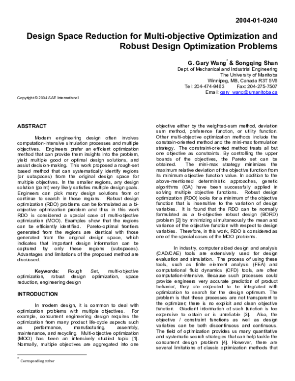 (PDF) Design Space Reduction for Multi-Objective Optimization and ...