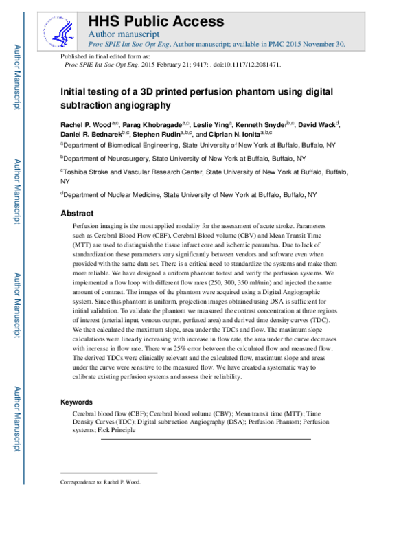 (PDF) Initial testing of a 3D printed perfusion phantom using digital ...