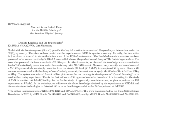 (PDF) Double Lambda and Xi hypernuclei