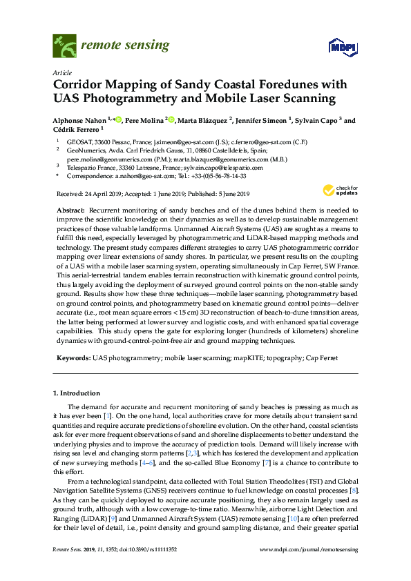 (PDF) Corridor Mapping of Sandy Coastal Foredunes with UAS Photogrammetry and Mobile Laser ...