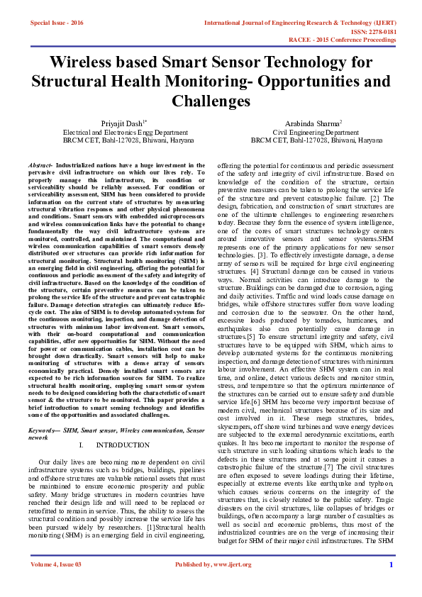 (PDF) Wireless based Smart Sensor Technology for Structural Health Monitoring- Opportunities and ...