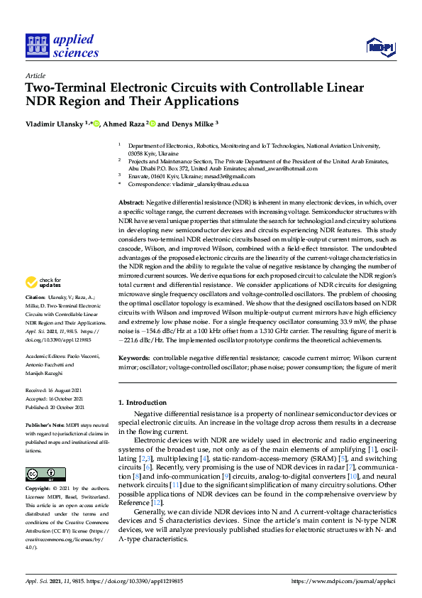 (PDF) Two-Terminal Electronic Circuits with Controllable Linear NDR ...
