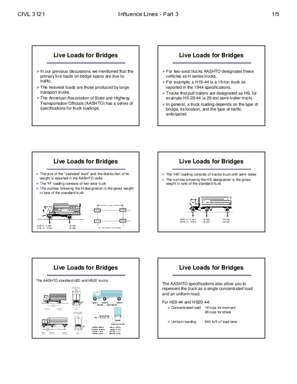 (PDF) Live Loads for Bridges