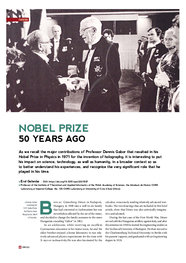 (PDF) Nobel prize 50 years ago