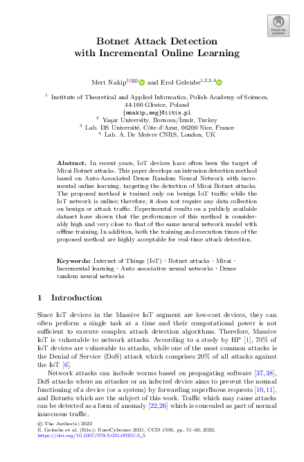 (PDF) Botnet Attack Detection with Incremental Online Learning