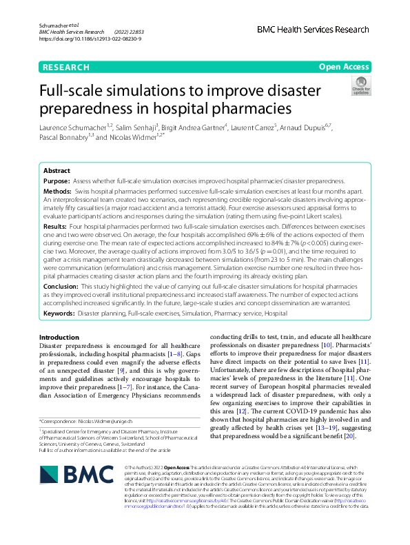 (PDF) Full-scale simulations to improve disaster preparedness in ...
