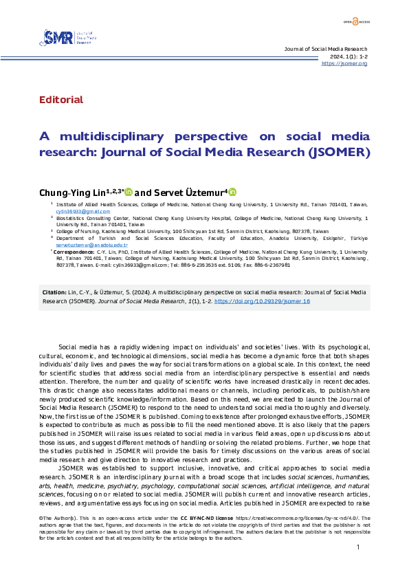 (PDF) A multidisciplinary perspective on social media research: Journal ...
