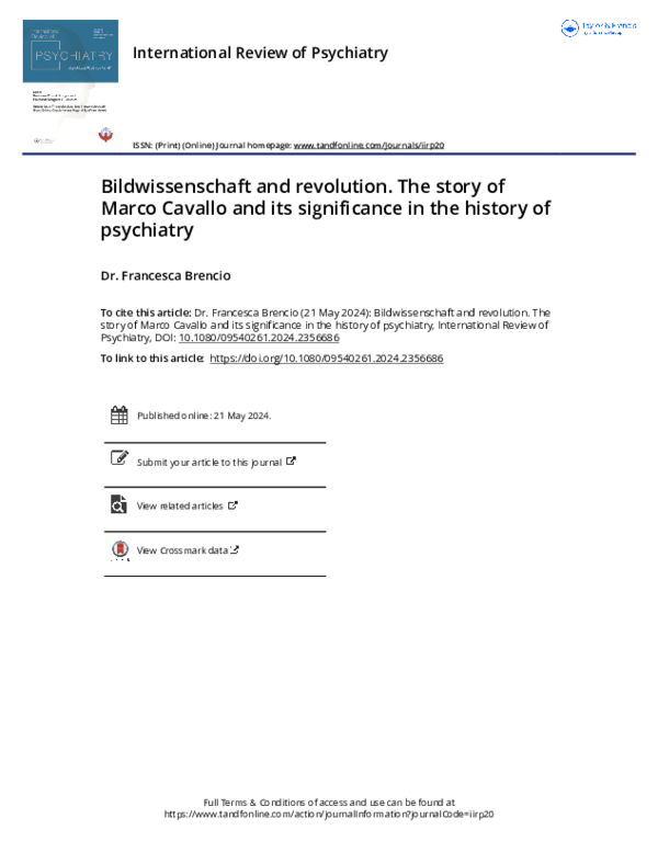 (PDF) Bildwissenschaft and revolution. The story of Marco Cavallo and ...